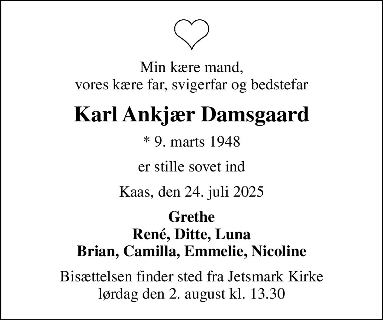 Karl Ankjær Damsgaard | Danmarks største medie for mindesider og ...