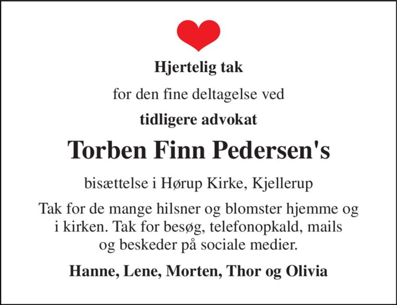 Torben Finn Pedersen | Dødsannoncer i Danmark