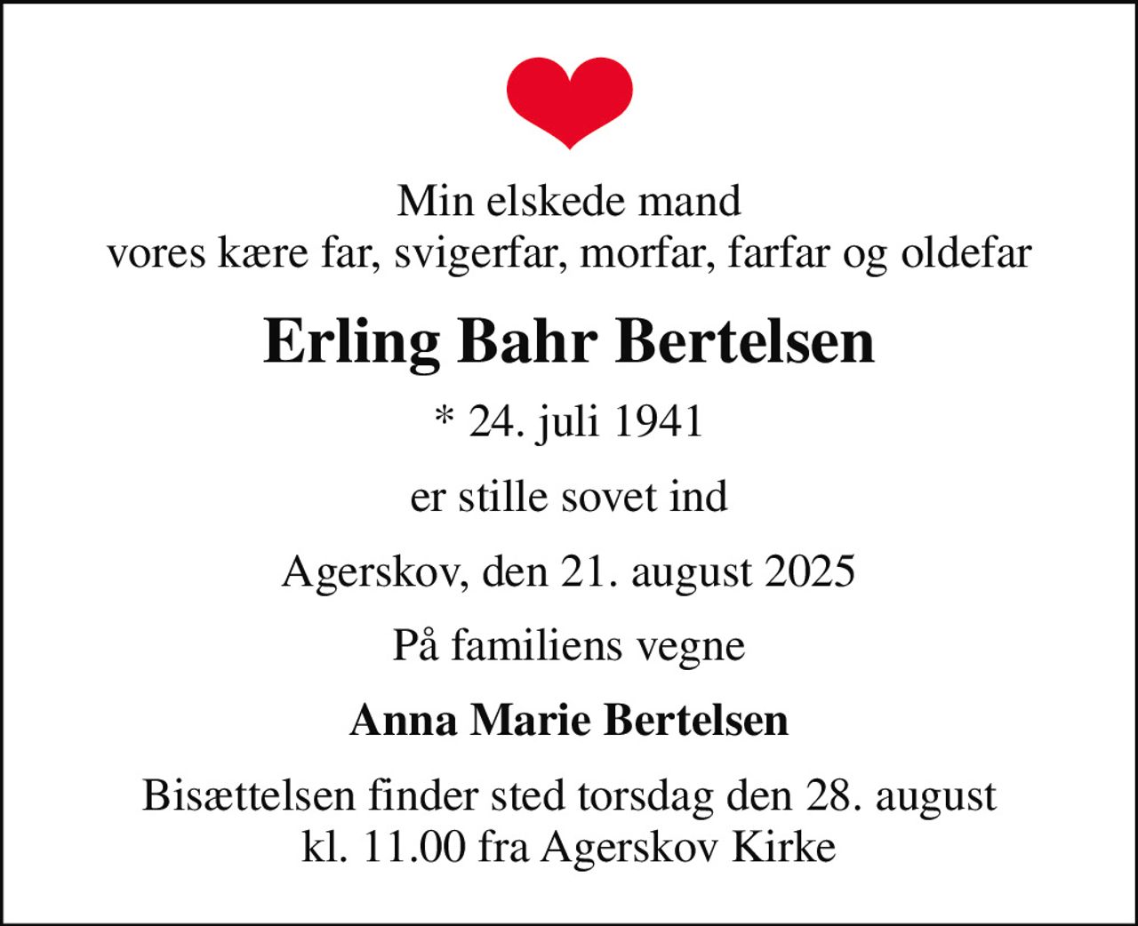 Erling Bahr Bertelsen | Dødsannoncer i Danmark