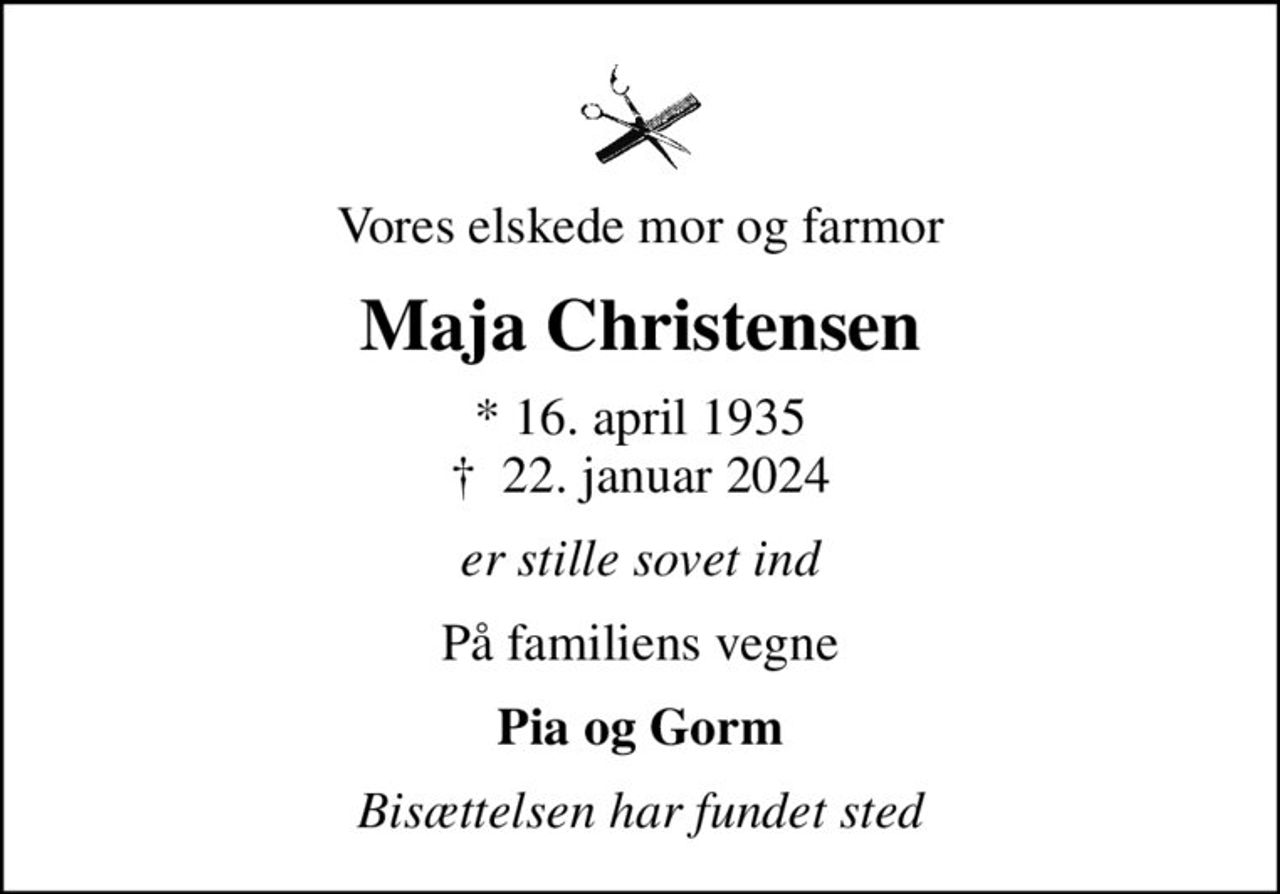 Maja Christensen | Danmarks største medie for mindesider og dødsannoncer