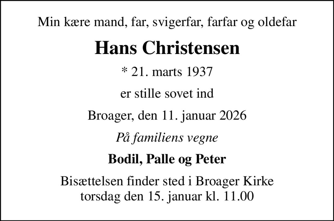 Hans Aage Christensen | Danmarks største medie for mindesider og ...