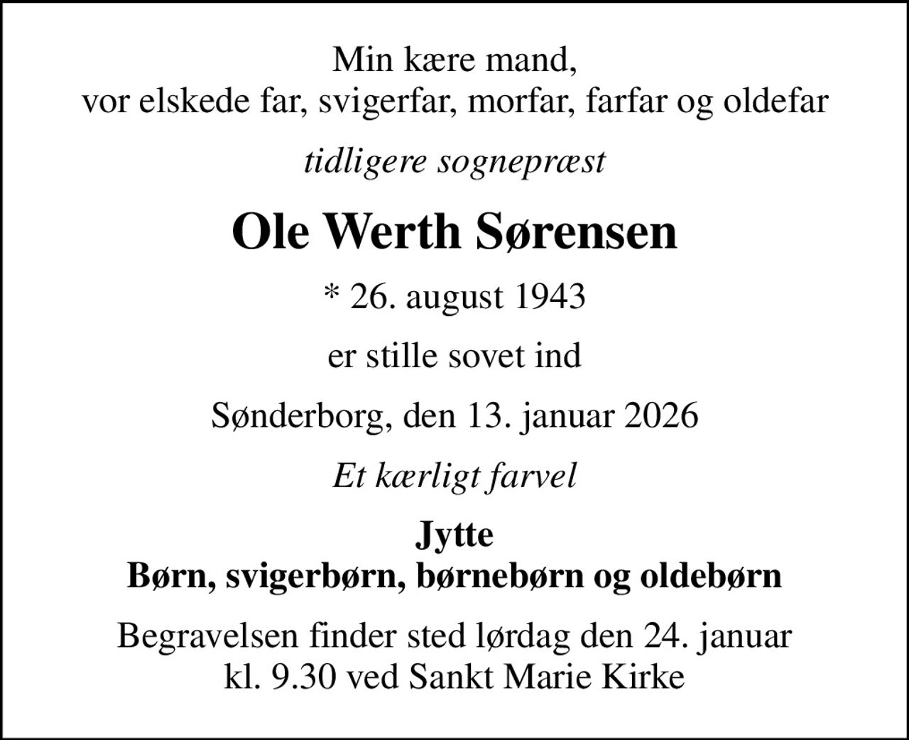 Ole Werth Sørensen | Danmarks største medie for mindesider og dødsannoncer