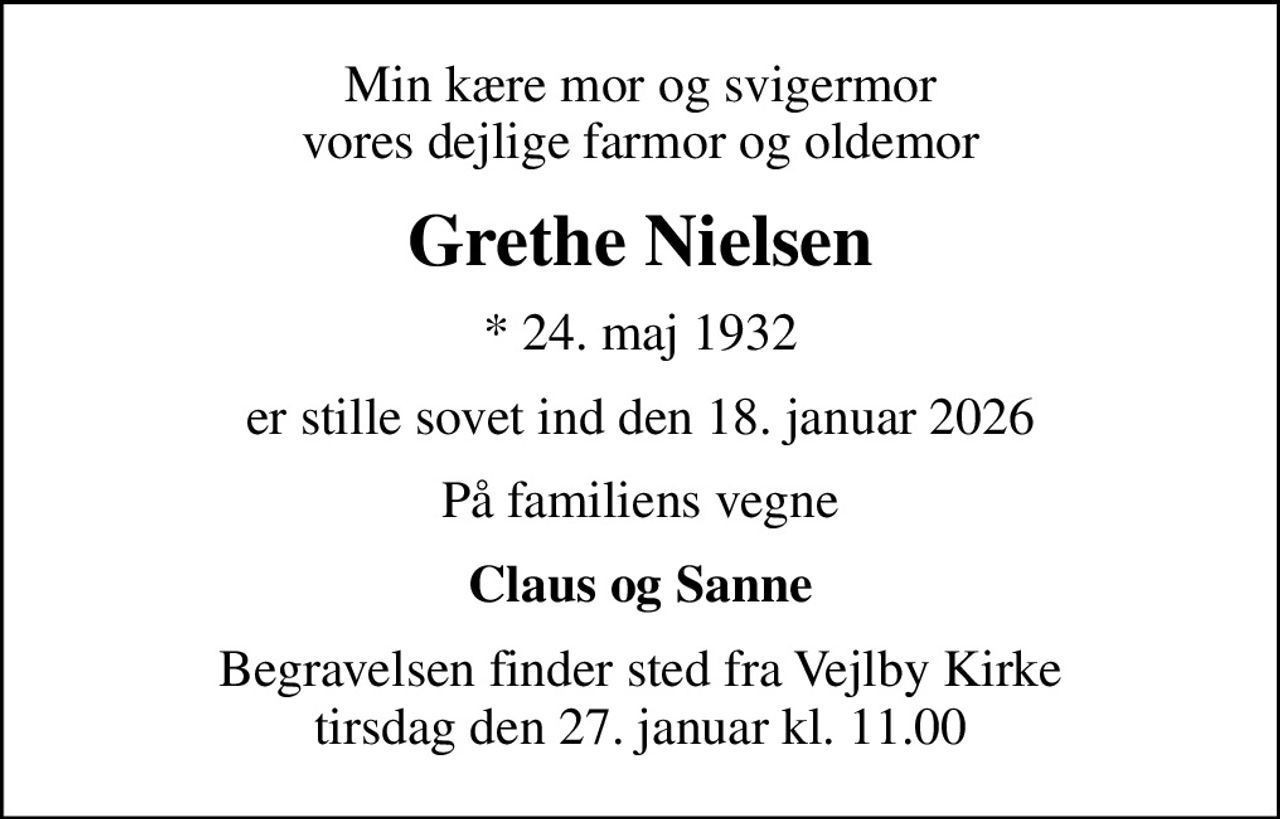 Grethe Nielsen | Danmarks største medie for mindesider og dødsannoncer