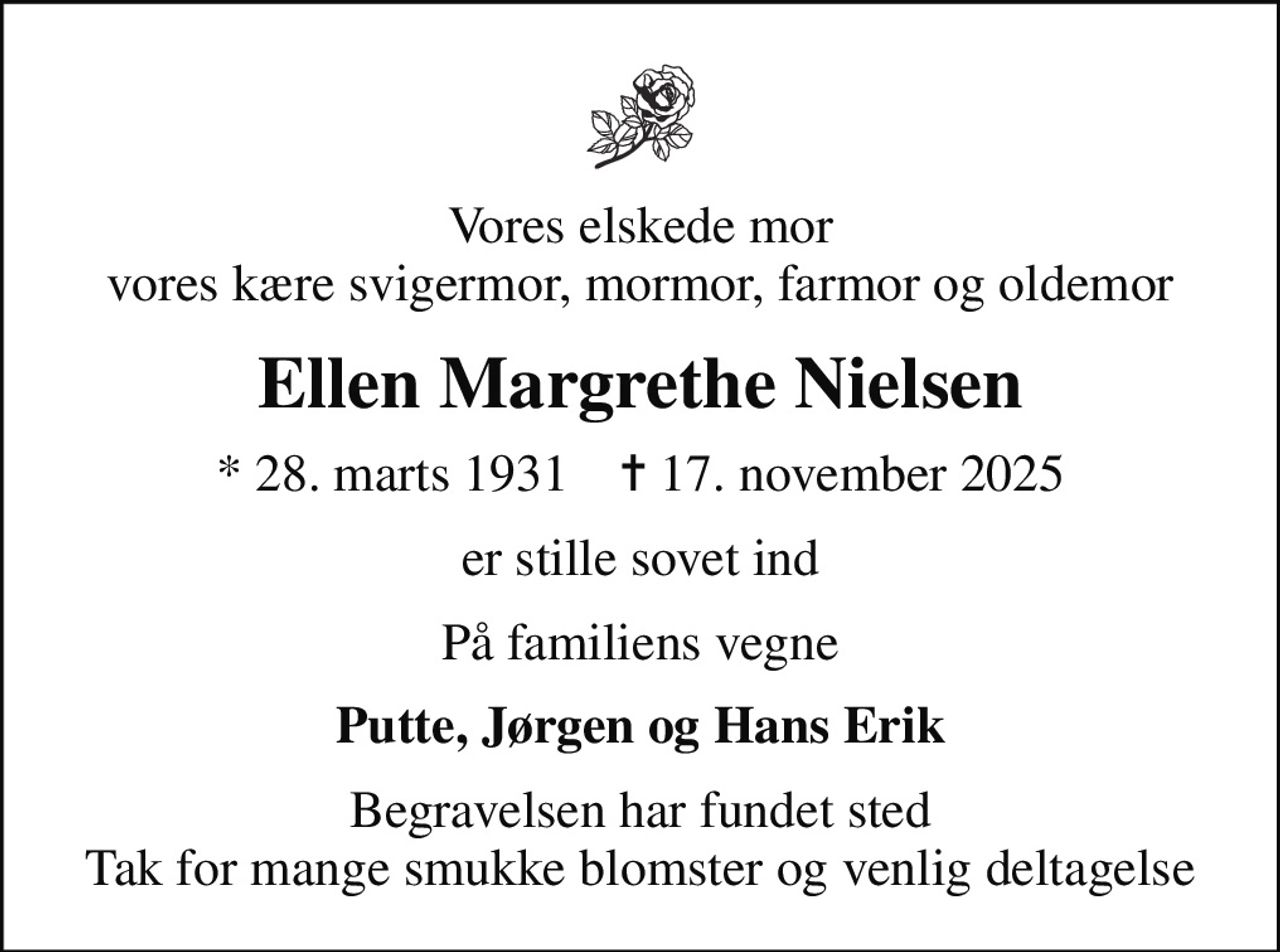 Ellen Margrethe Nielsen | Danmarks største medie for mindesider og ...