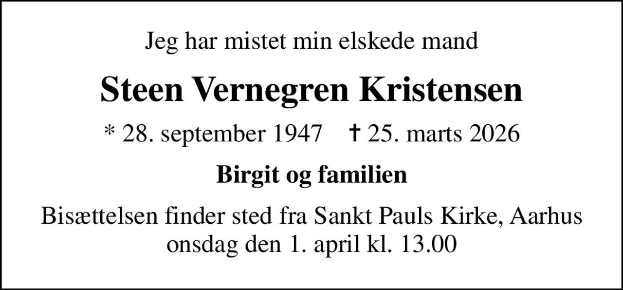 Steen Vernegren Kristensen | Danmarks største medie for mindesider og ...