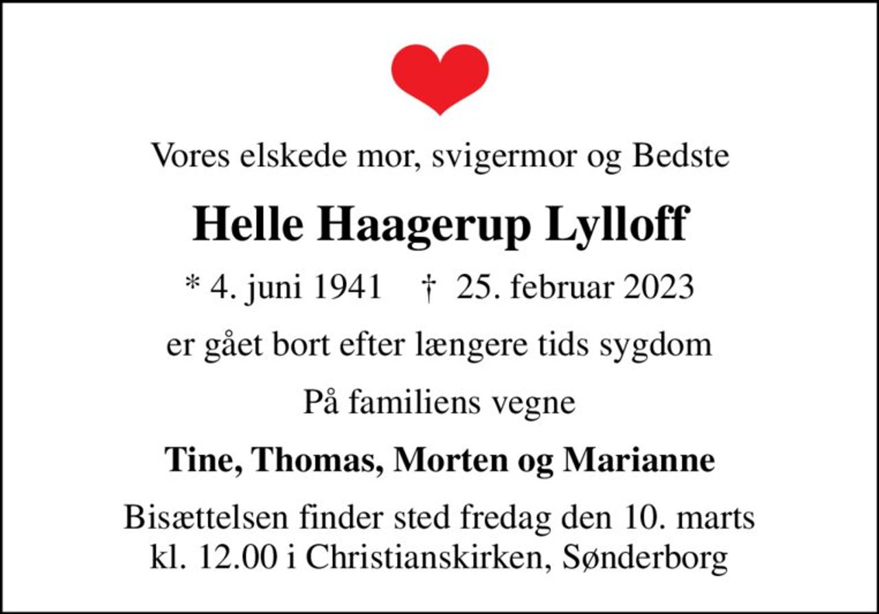 Helle Haagerup Lylloff | Danmarks største medie for mindesider og ...
