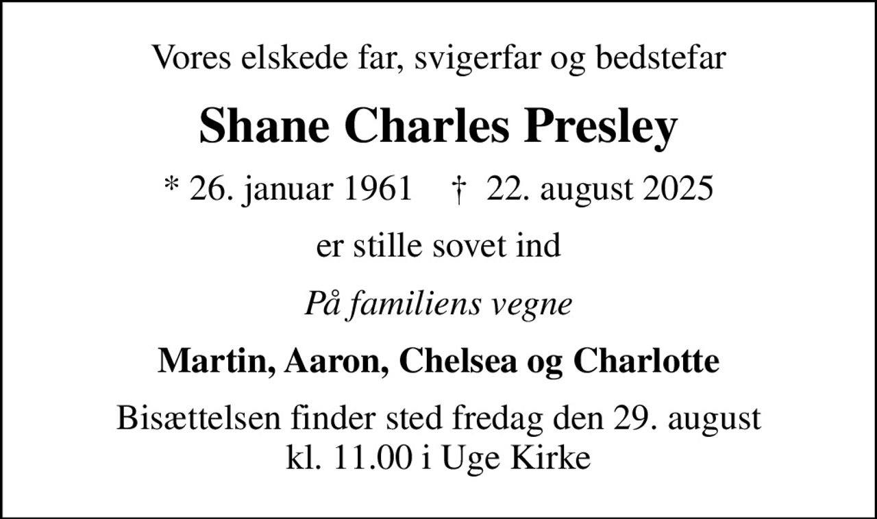 Shane Charles Presley | Danmarks største medie for mindesider og ...