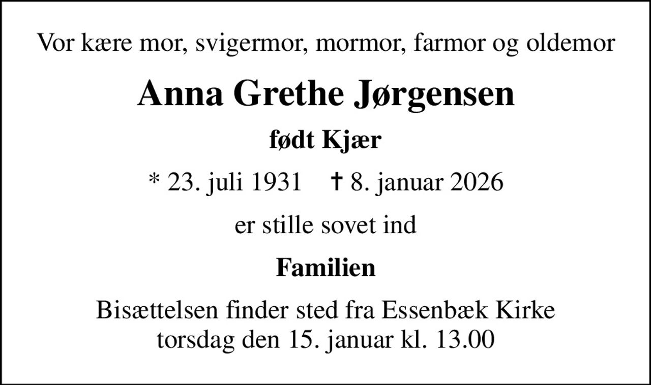Anna Grethe Jørgensen | Danmarks største medie for mindesider og ...
