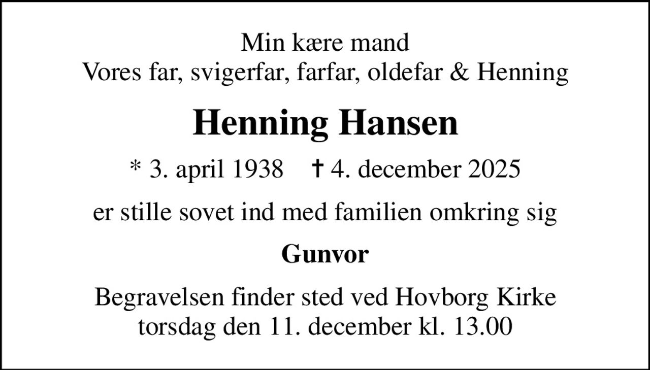 Henning Hansen | Danmarks største medie for mindesider og dødsannoncer