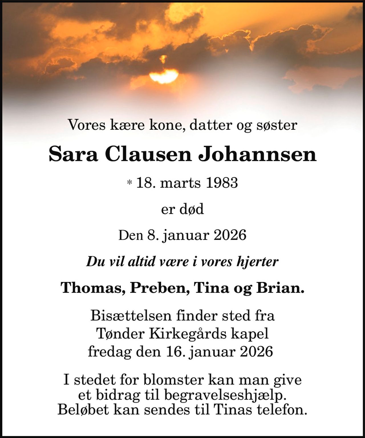 Sara Clausen Johannsen | Danmarks største medie for mindesider og ...