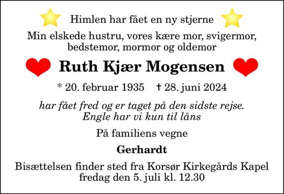 Ruth Kjær Mogensen | Dødsannoncer i Danmark