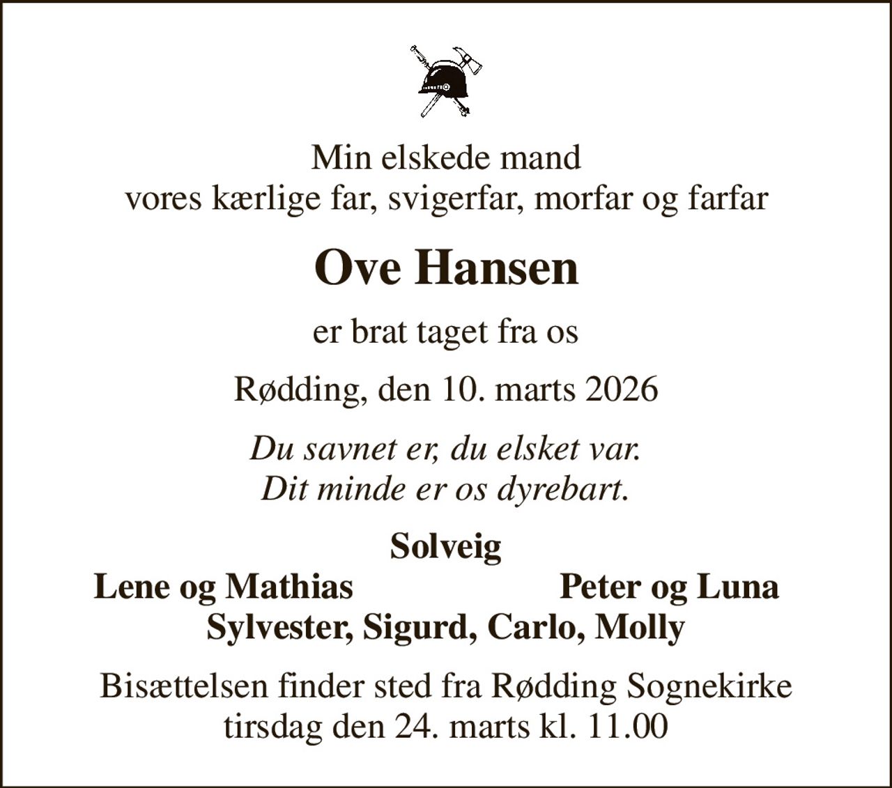 Ove Hansen | Danmarks største medie for mindesider og dødsannoncer
