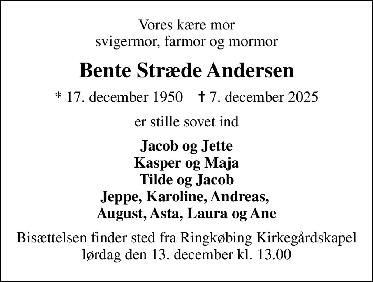 Bente Stræde Andersen | Danmarks største medie for mindesider og ...