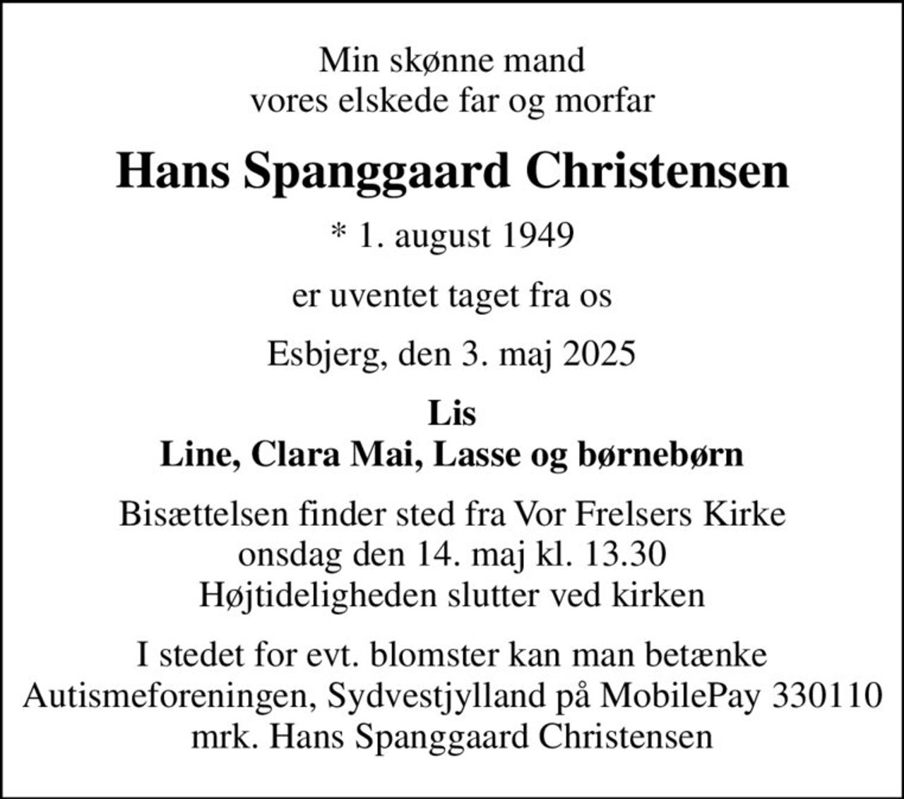 Hans Spanggaard Christensen | Dødsannoncer i Danmark