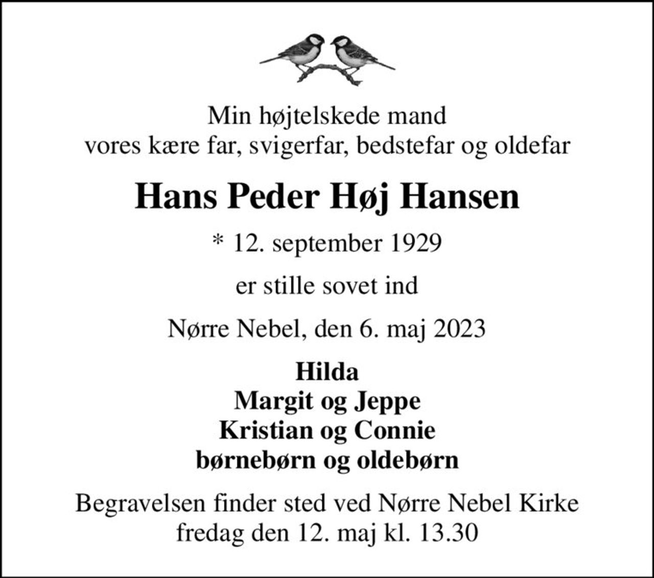 Hans Peder Hansen | Danmarks største medie for mindesider og dødsannoncer