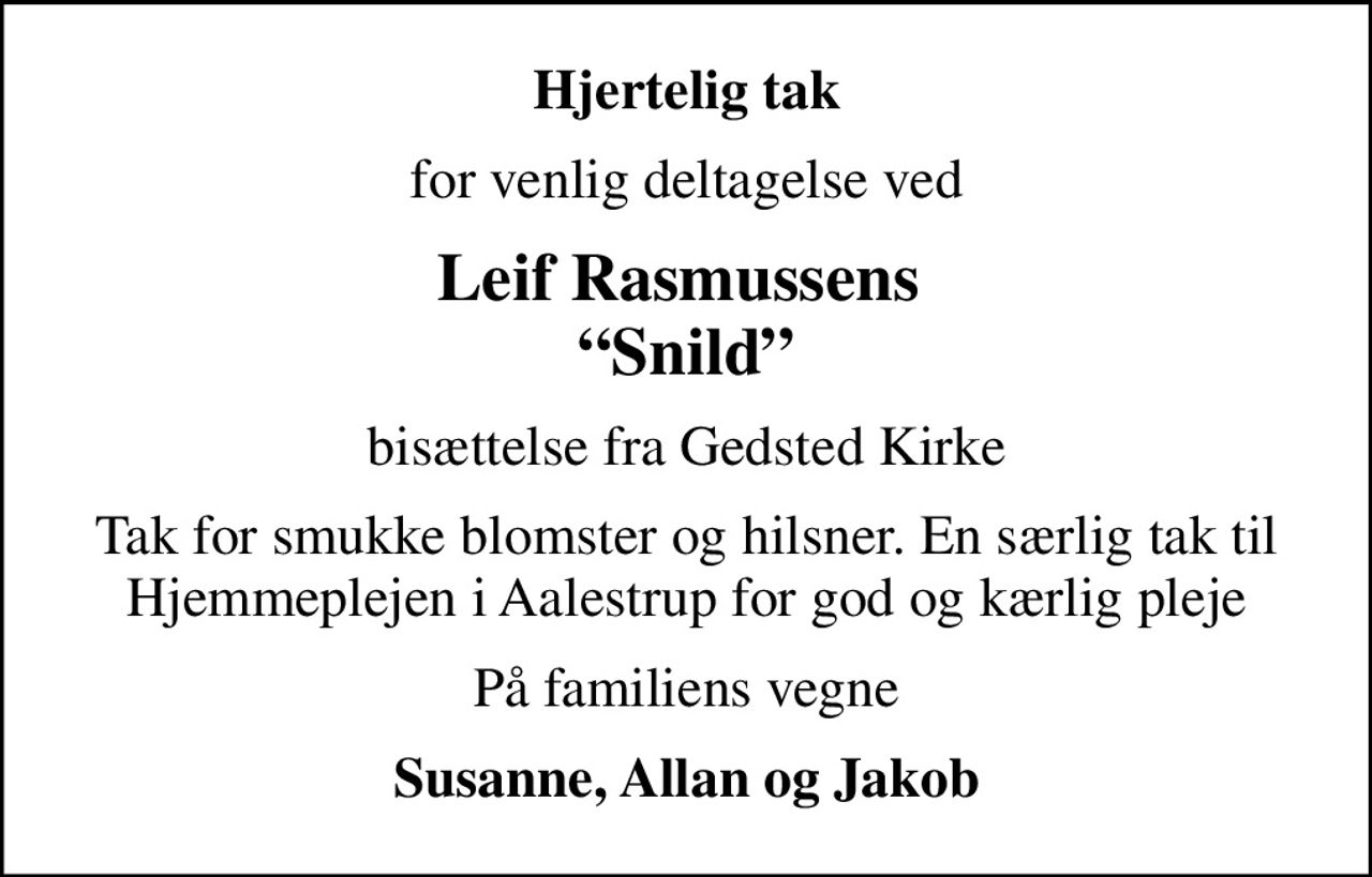 Leif Rasmussen | Danmarks største medie for mindesider og dødsannoncer