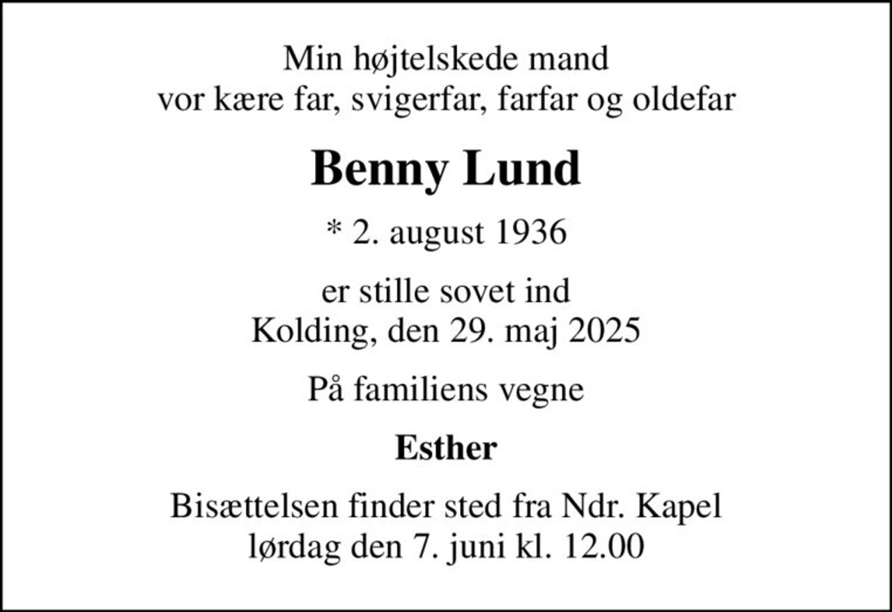 Benny Karsten Lund | Dødsannoncer i Danmark