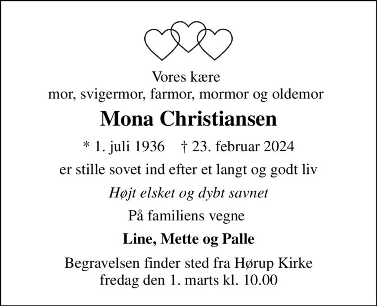 Mona Christiansen | Danmarks største medie for mindesider og dødsannoncer