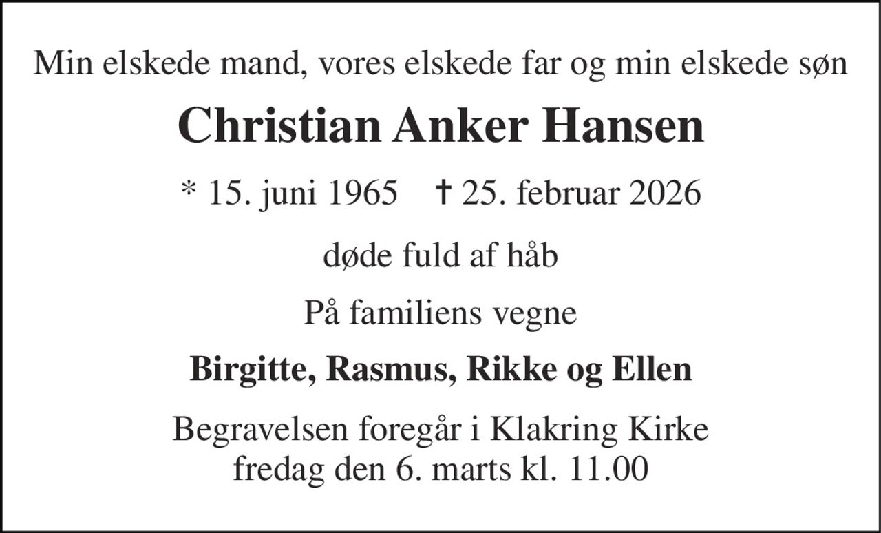 Christian Anker Hansen | Danmarks største medie for mindesider og ...