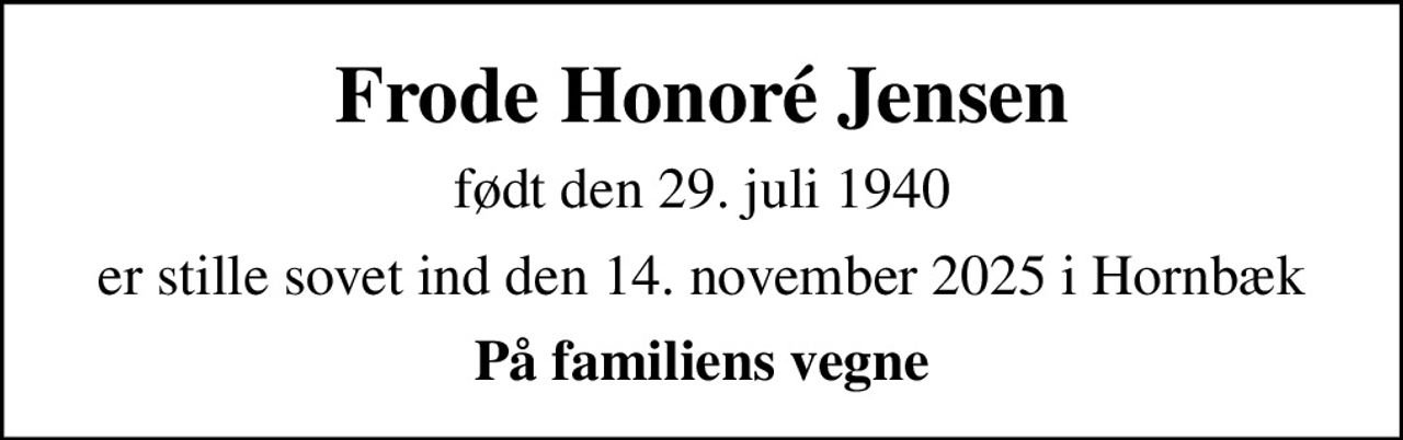 Frode Honoré Jensen | Danmarks største medie for mindesider og dødsannoncer
