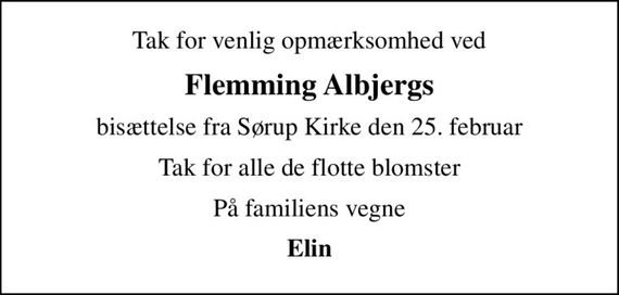 Flemming Albjerg | Dødsannoncer i Danmark