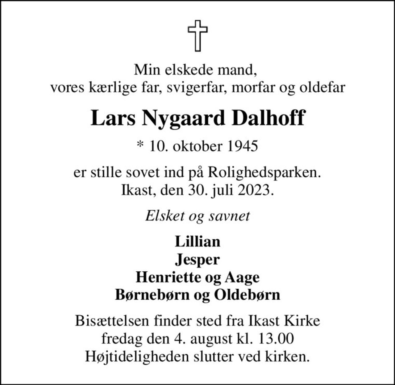 Lars Nygaard Dalhoff | Dødsannoncer i Danmark