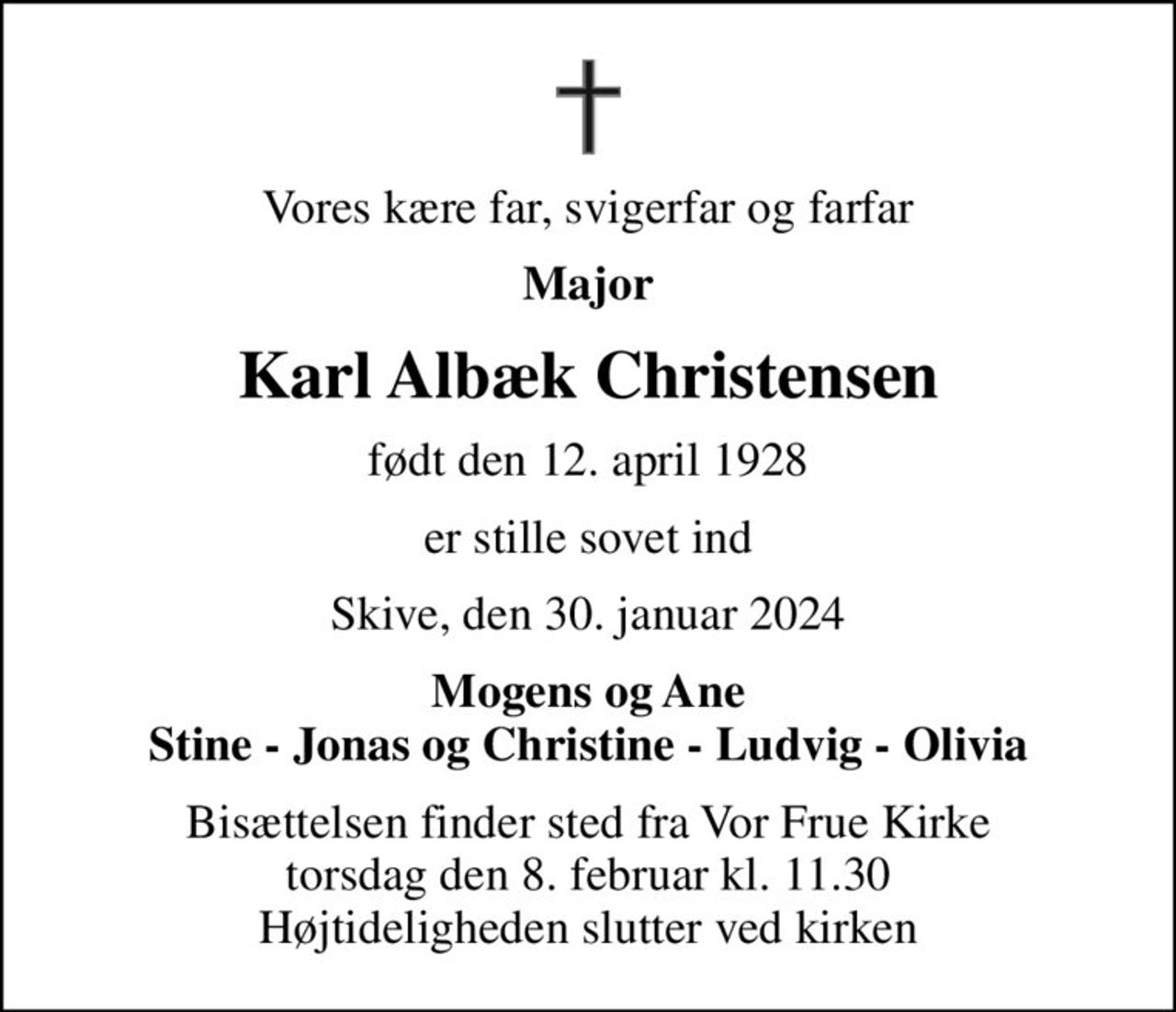 Karl Albæk Christensen | Dødsannoncer i Danmark