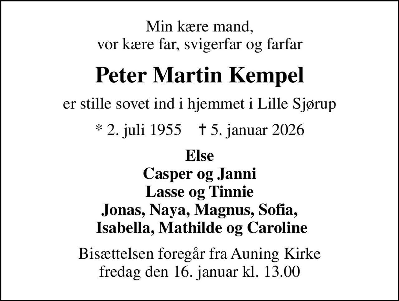 Peter Martin Kempel | Danmarks største medie for mindesider og dødsannoncer