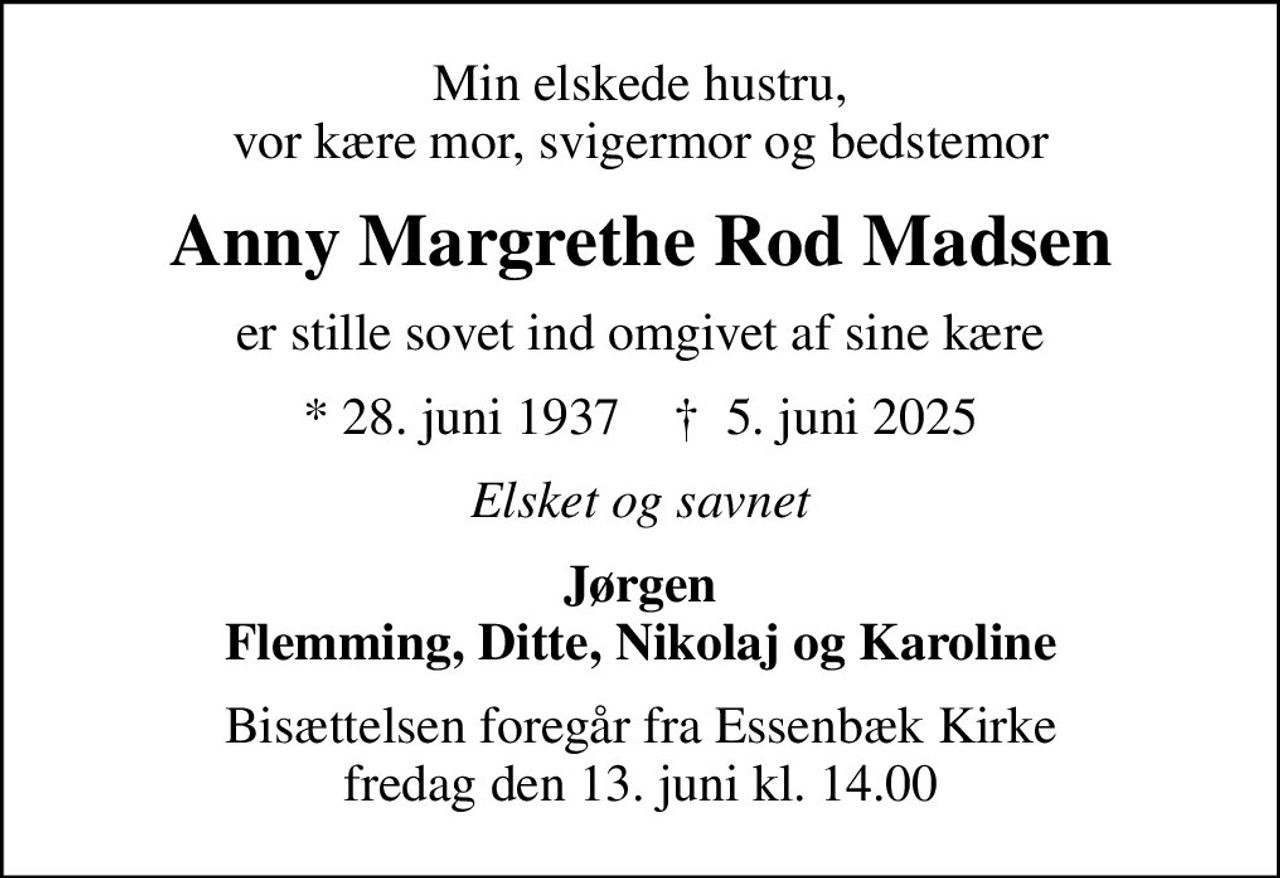 Anny Margrethe Rod Madsen | Danmarks største medie for mindesider og ...