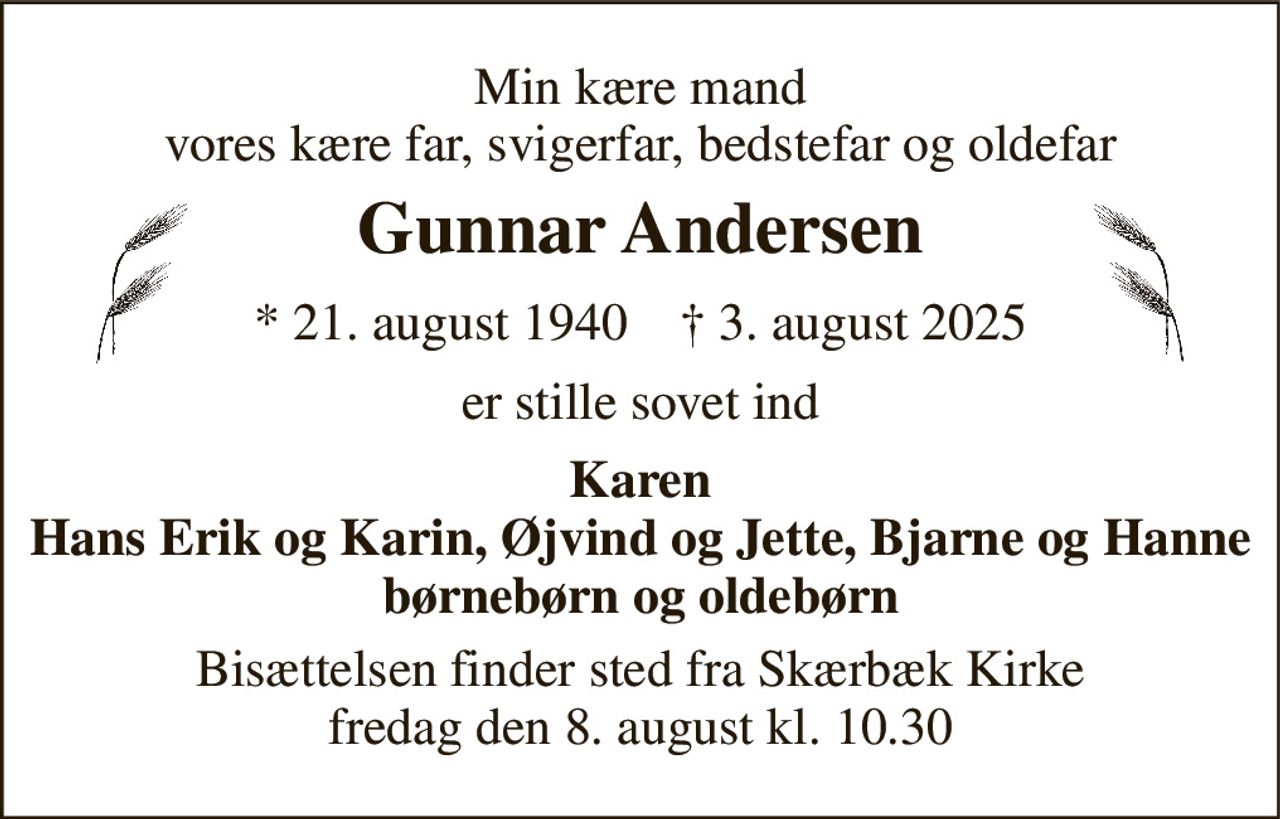 Gunnar Andersen | Danmarks største medie for mindesider og dødsannoncer
