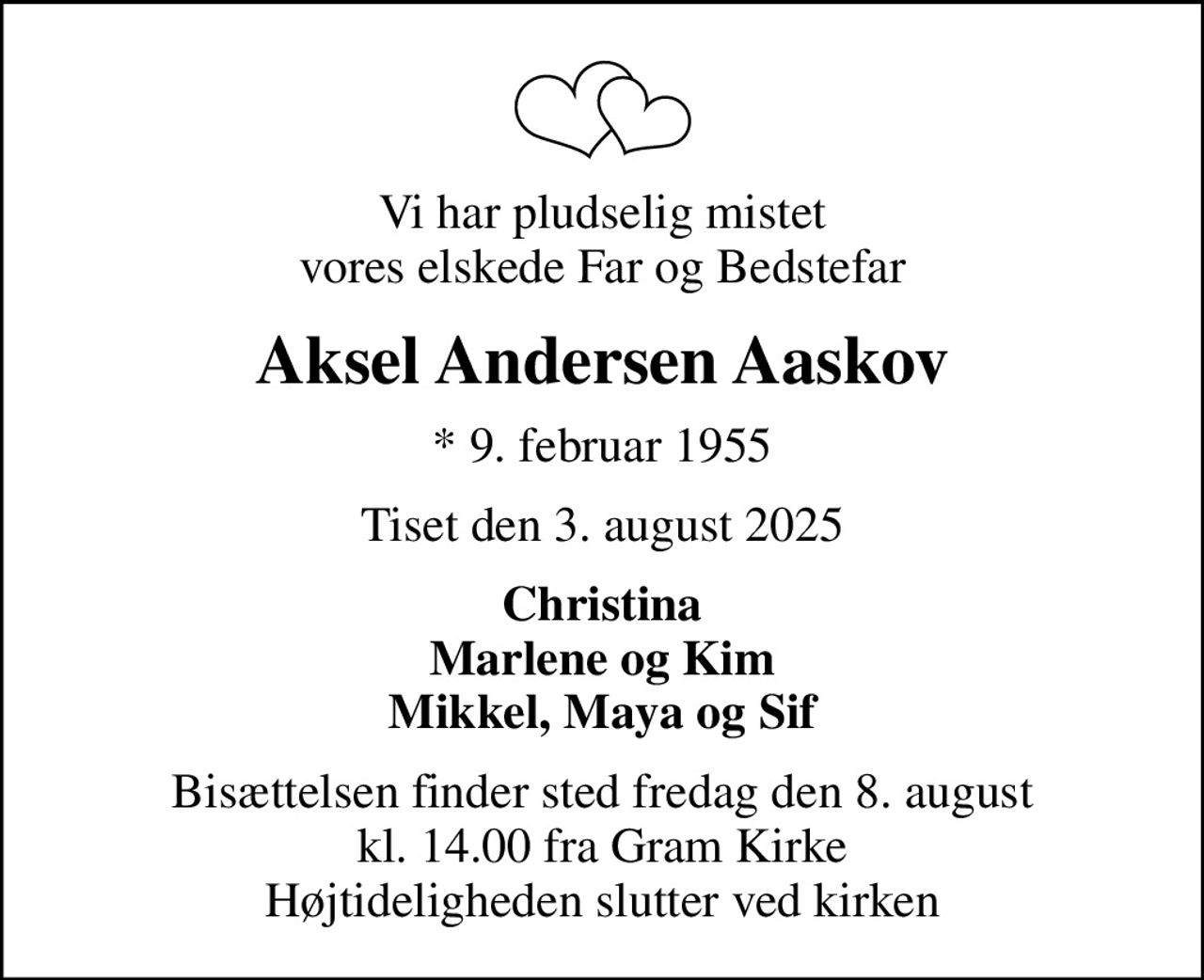 Aksel Andersen Aaskov | Danmarks største medie for mindesider og ...