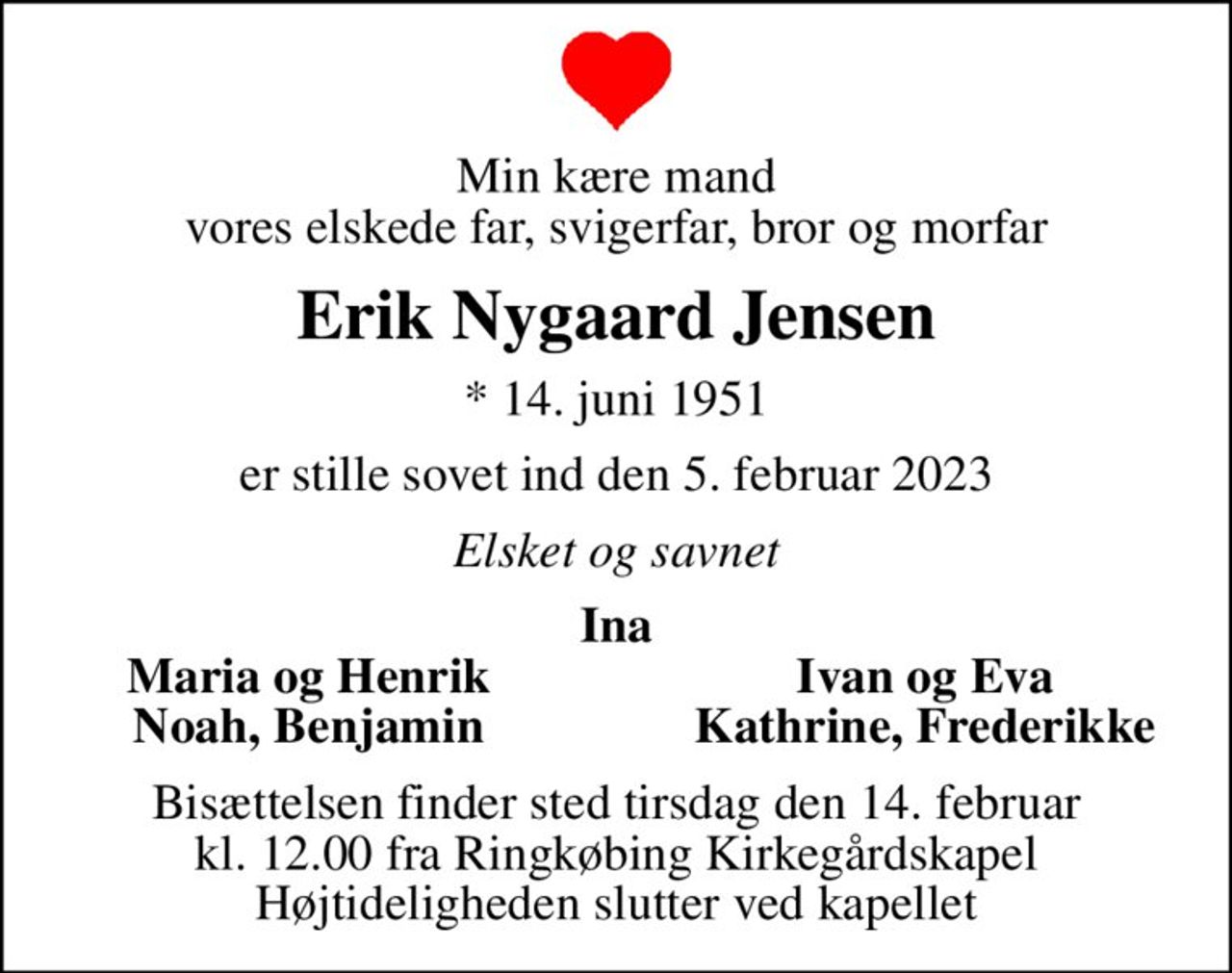 Erik Nygaard Jensen | Dødsannoncer i Danmark