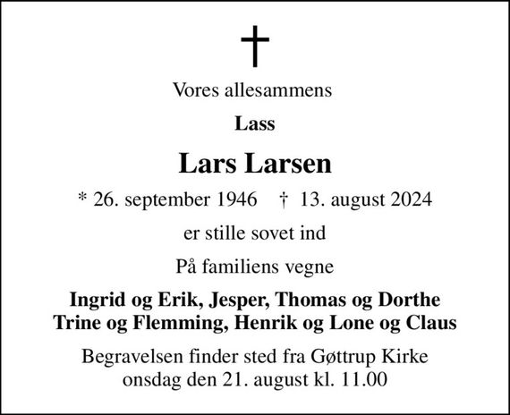 Lars Larsen | Dødsannoncer i Danmark
