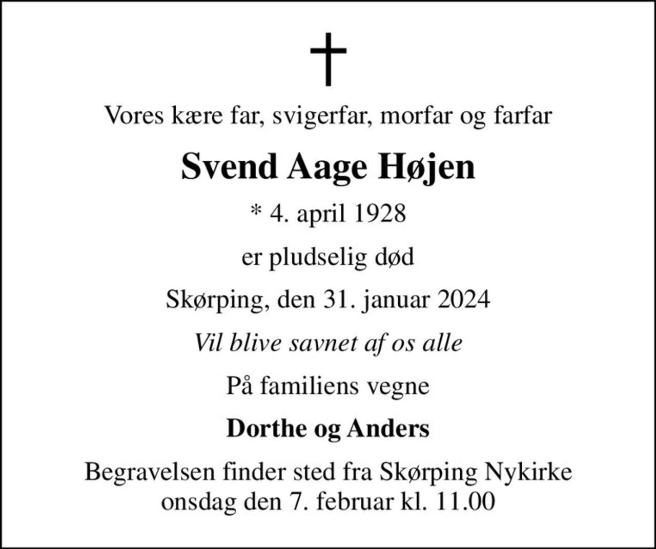 Svend Aage Højen | Dødsannoncer i Danmark