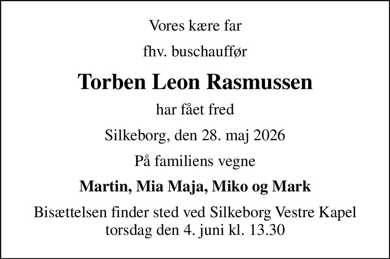 Torben Leon Rasmussen | Danmarks største medie for mindesider og ...