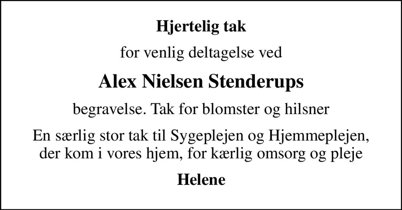 Alex Nielsen Stenderup | Danmarks største medie for mindesider og ...