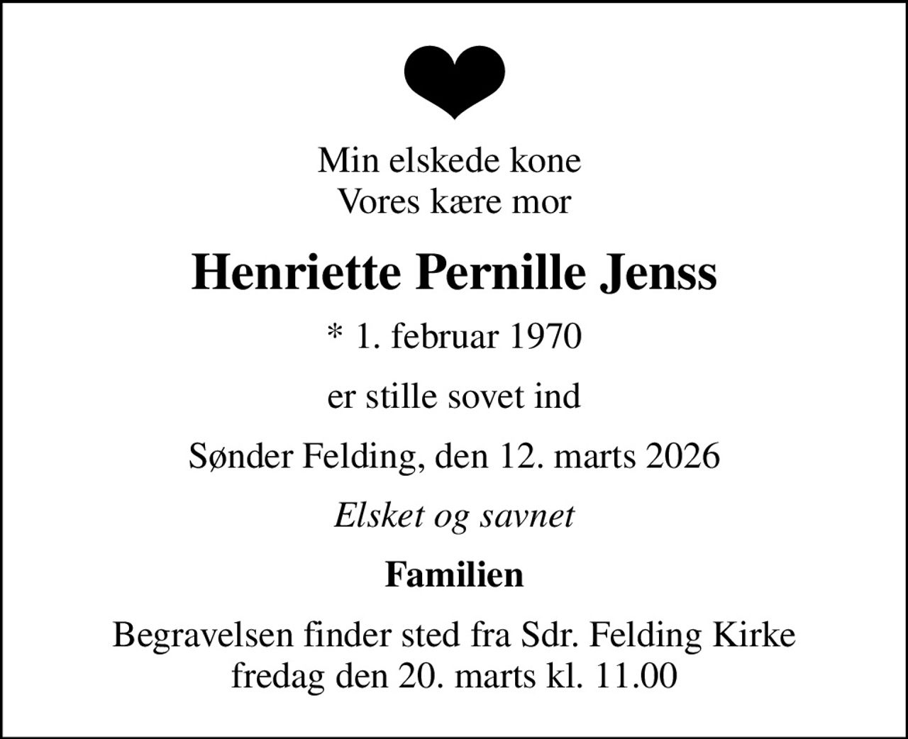 Henriette Pernille Jenss | Danmarks største medie for mindesider og ...