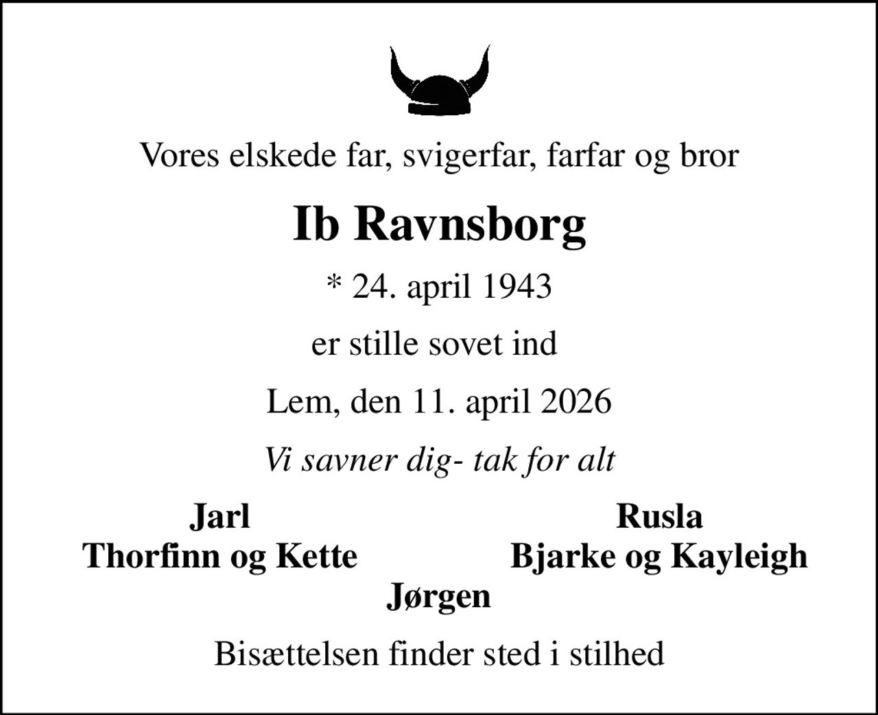 Ib Ravnsborg | Danmarks største medie for mindesider og dødsannoncer