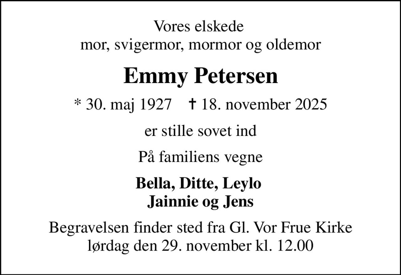 Emmy Kristine Petersen | Danmarks største medie for mindesider og dødsannoncer