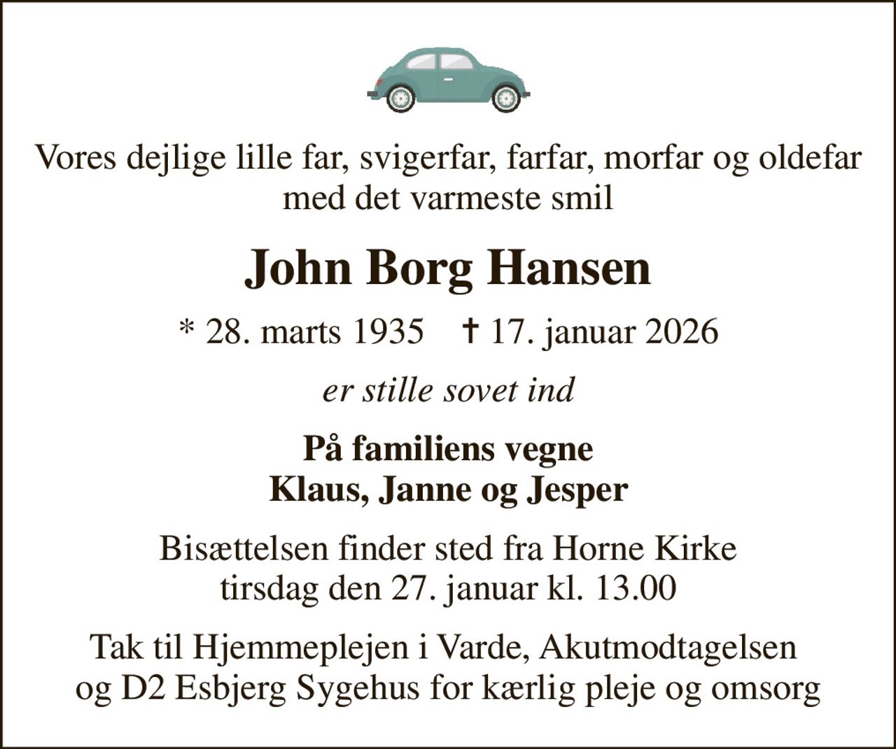 John Borg Hansen | Danmarks største medie for mindesider og dødsannoncer