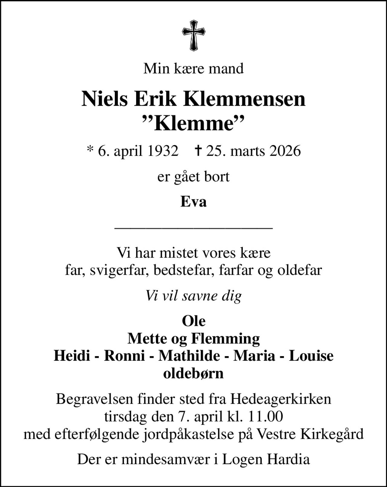 Niels Erik Klemmensen | Danmarks største medie for mindesider og ...