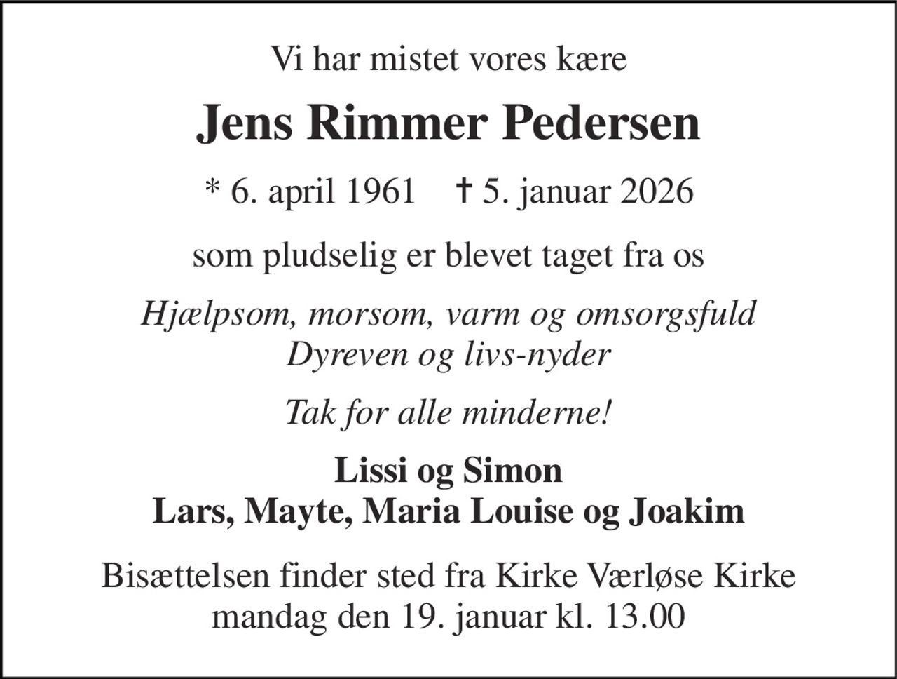 Jens Rimmer Pedersen | Danmarks største medie for mindesider og ...