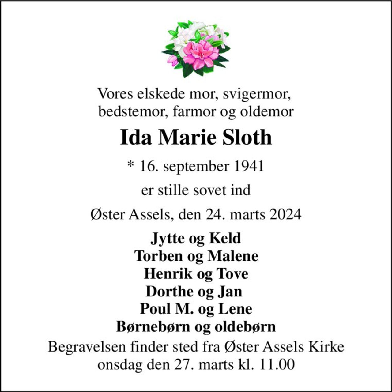 Ida Marie Sloth | Dødsannoncer i Danmark
