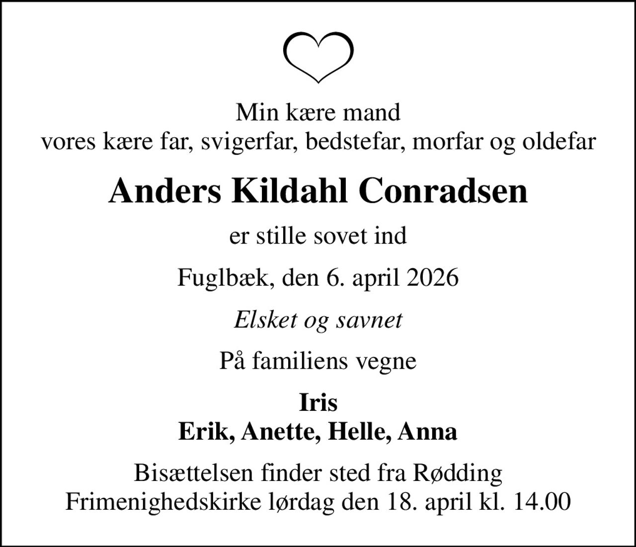 Anders Kildahl Conradsen | Danmarks største medie for mindesider og ...