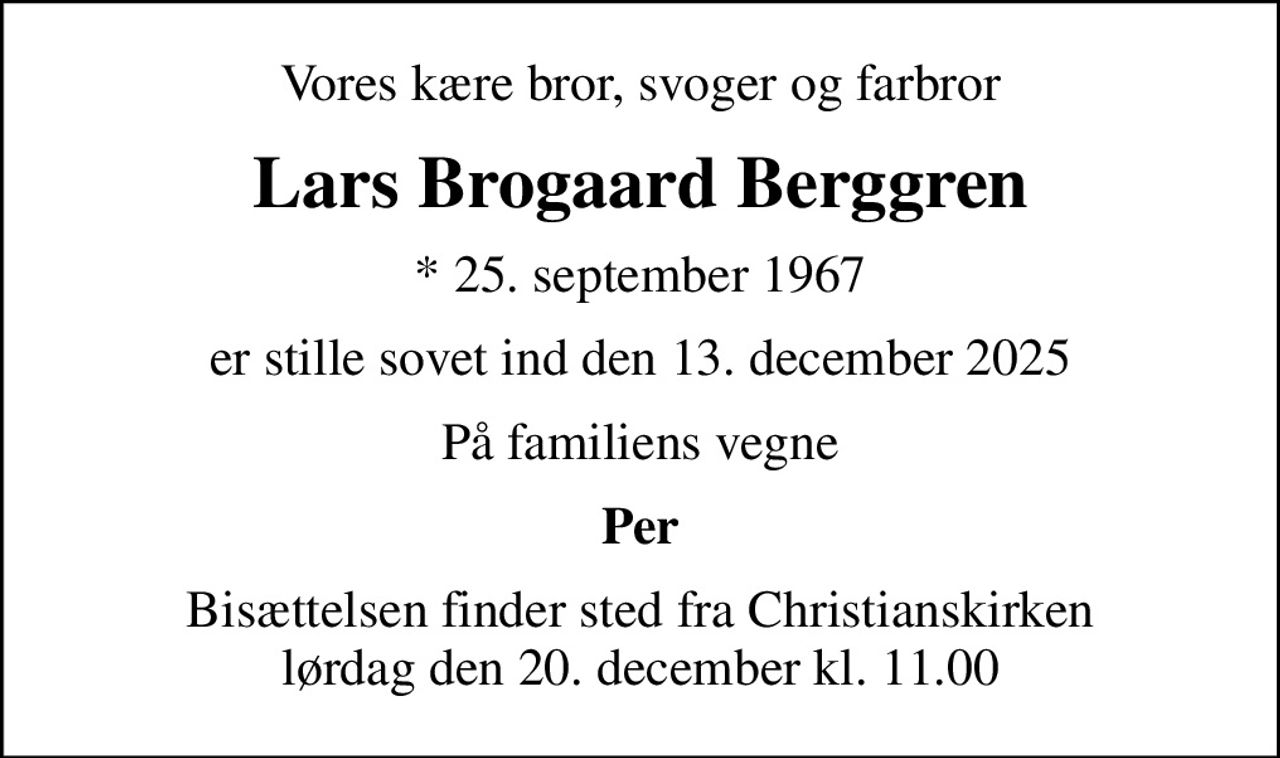 Lars Brogaard Berggren | Danmarks største medie for mindesider og ...