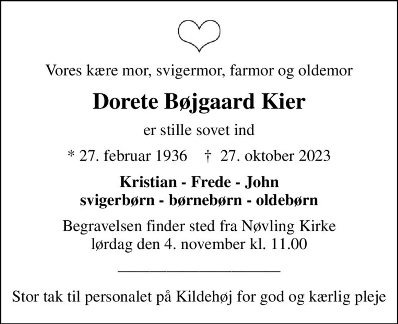 Dorete Bøjgaard Kier | Dødsannoncer i Danmark