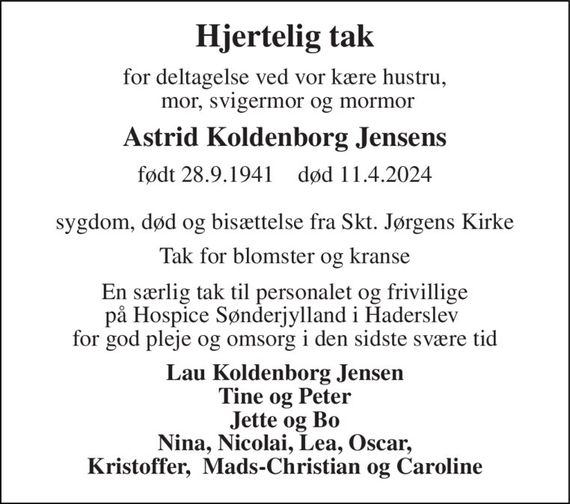 Astrid Jensen | Dødsannoncer i Danmark