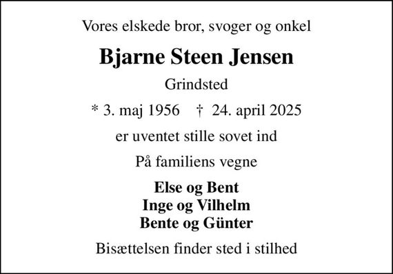 Bjarne Steen Jensen | Dødsannoncer i Danmark