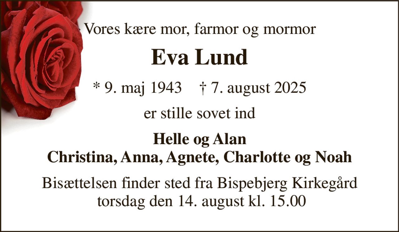 Eva Lund | Danmarks største medie for mindesider og dødsannoncer