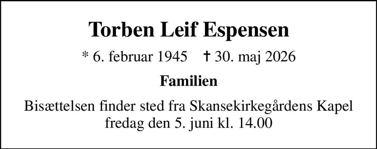 Torben Leif Espensen | Danmarks største medie for mindesider og ...